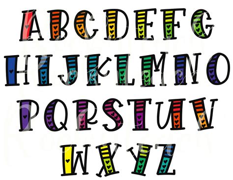 Colorful Bright Alphabet Clipart Letter Clipart Hand Drawn Etsy
