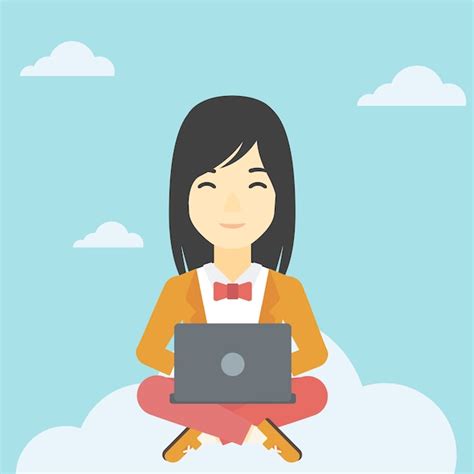 Premium Vector Woman Using Cloud Computing Technology