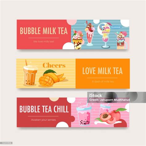 배너 밀크티 광고 포스터 템플릿 아이스크림 망고 복숭아 장식 0명에 대한 스톡 벡터 아트 및 기타 이미지 0명 광고 냉동