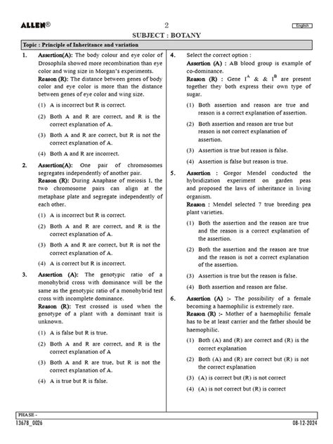Principle Of Inheritance A And R Pdf Dominance Genetics Biology