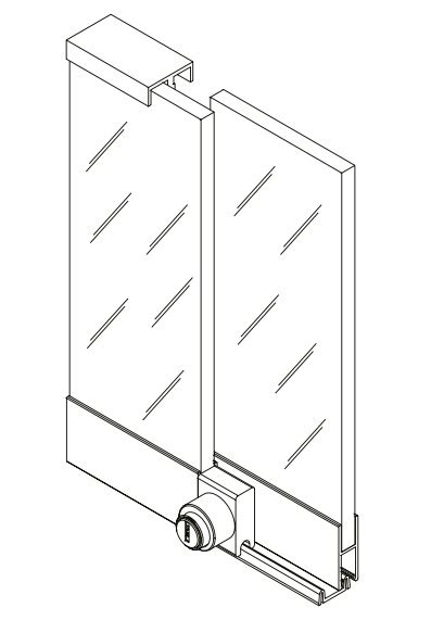 Cerradura Alta Para Puertas Correderas De Cristal Perfil Aluminio Inlok