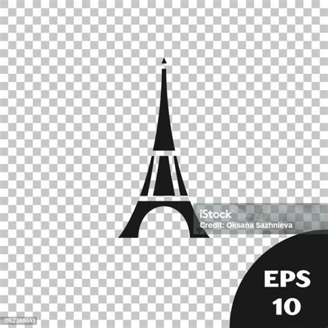 투명 한 배경에 격리 된 검은 색 에펠 탑 아이콘입니다 프랑스 파리 의 랜드 마크 기호입니다 벡터 일러스트레이션 강철에 대한