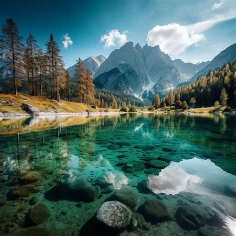 Premium Photo Crystal Clear Lake In Alpine Landscape