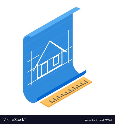 Architectural Project Icon Isometric 3d Style Vector Image