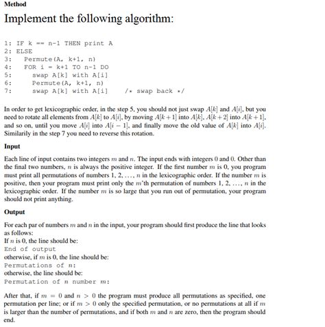 Solved Write This Program In C Ordered Permutations The