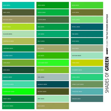237 Shades Of Green Color Names Hex Rgb And Cmyk Codes