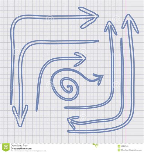 Doodle Arrow On Cell Sheet Stock Vector Illustration Of Left