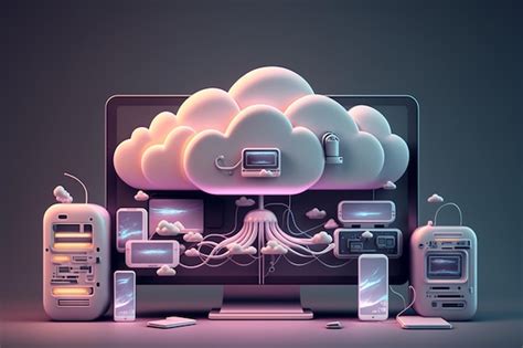 Premium Photo 3d Cloud Computing Hosting Technology With Electronic