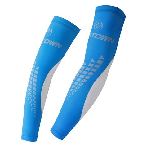 2015 Blue Cycling Arm Warmers Men Protective Arm Sleeve Sunscreen Arm