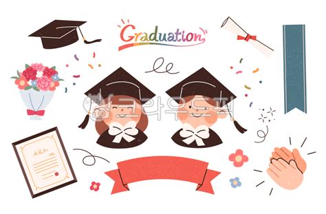 졸업식 학사모 졸업가운 아이콘 일러스트 사진이미지일러스트캘리그라피 Woocat작가