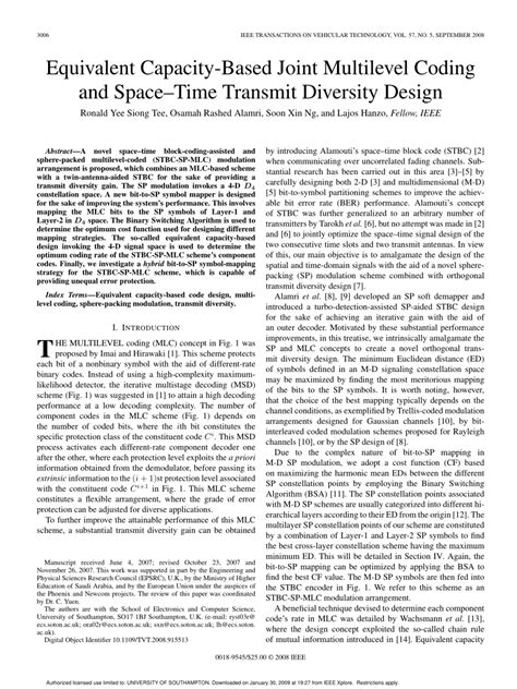 pdf equivalent capacity based joint multilevel coding and space time transmit diversity design