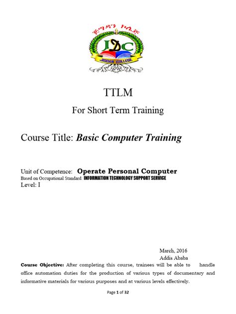basic computer training ttlm pdf icon computing computer file