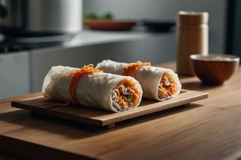 Popiah In A Minimalist Kitchen Setting Premium Ai Generated Image