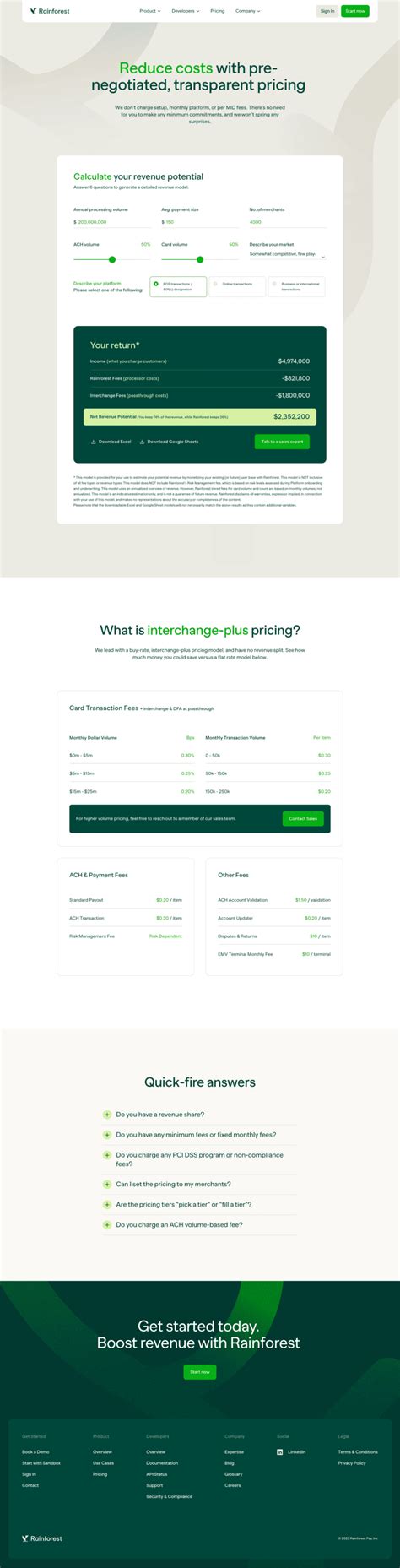 Rainforest Pricing Page Saas Landing Page