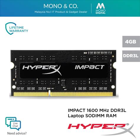 HyperX Impact Black 4GB 1600MHz DDR3L CL9 SODIMM 1 35V Laptop Memory HX316LS9IB 4 Shopee Malaysia