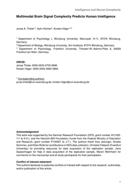Pdf Multimodal Brain Signal Complexity Predicts Human Intelligence