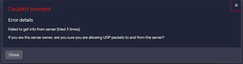 Cant Connect To My Own Server On Vps Failed To Get Info From Server
