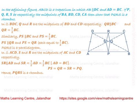 Class 9chapter 8quadrilaterals Midpoint Theorem And Intercept