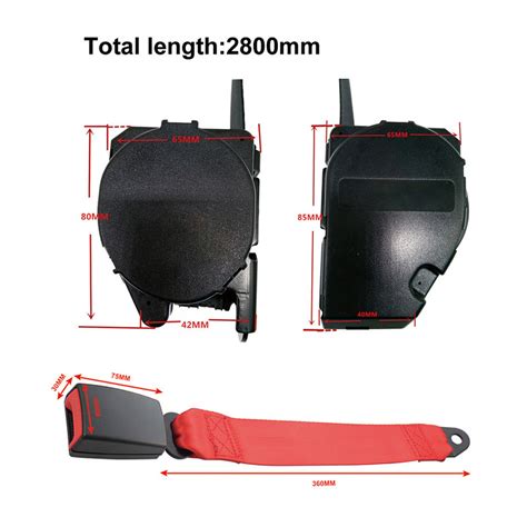 Универсален червен 21 мм 3 точков предпазен колан за кола Удължител на предпазен колан