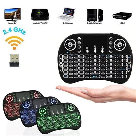 Colorful Backlight English Russian 2 4g Air Mouse Remote Touchpad For Android Tv Box Pc I8 Mini