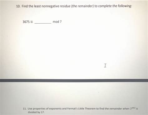 Solved Find The Least Nonnegative Residue The Chegg