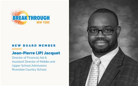 Jean Pierre Jacquet Joins Breakthrough New Yorks Board Of Directors