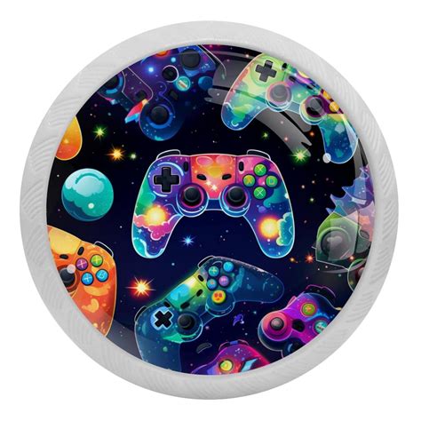 Game Controller Pattern 4pcs Cabinet Knobs Pulls Fluorescent Drawer