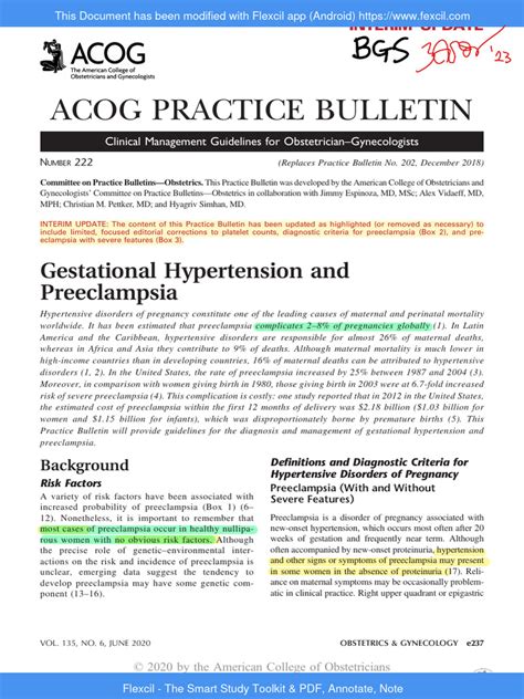 Gestational Hypertension And Preeclampsia Acog Practice Bulletin