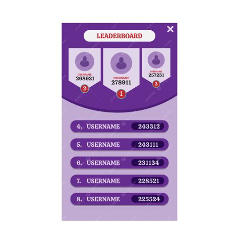 보라색 랭킹 게임 리더 보드 템플릿 리더 보드 게임 모험 다원적 Png 일러스트 및 벡터 에 대한 무료 다운로드