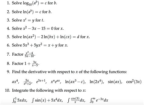 Solved Solve Log 10 A B C For B Solve Ln A B C For Chegg Com