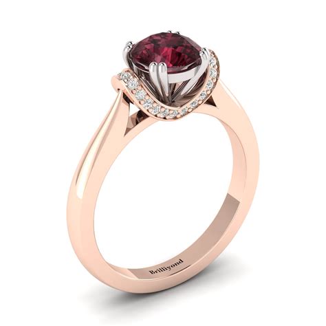 Rose Gold Garnet Passiflora Two Tone Engagement Ring
