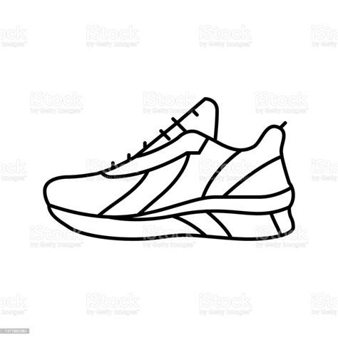 신발 피트니스 스포츠 라인 아이콘 벡터 일러스트 레이 션 근육에 대한 스톡 벡터 아트 및 기타 이미지 근육 달리기 덤벨