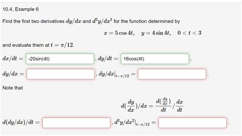 Solved 104 Example 6 Find The First Two Derivatives Dydx