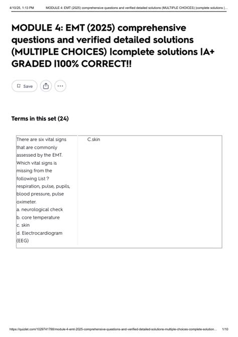 Module 4 Emt 2025 Comprehensive Questions And Verified Detailed