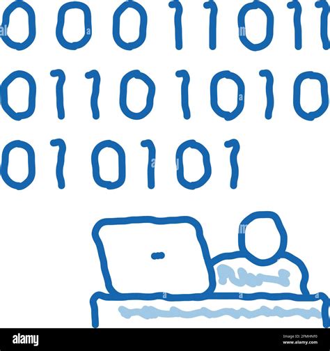 People Come Up With Binary Code Doodle Icon Hand Drawn Illustration Stock Vector Image Art Alamy