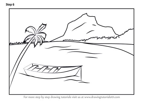 How To Draw A Boat In Water Scenery Landscapes Step By Step