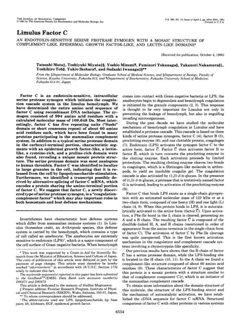 Pdf Limulus Factor C An Endotoxin Sensitive Serine Protease Zymogen
