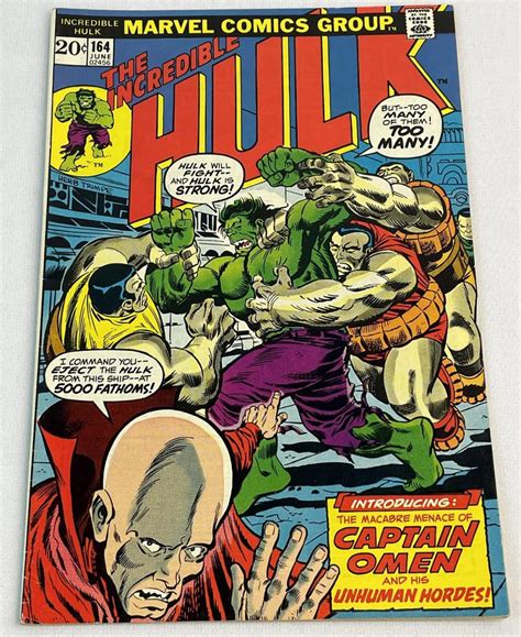 Lot Vintage June 1973 The Incredible Hulk No 164 Marvel Comics 20 Cent Comic Book