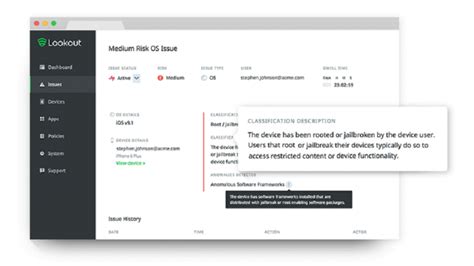 Lookout Mobile Endpoint Security Dashboard