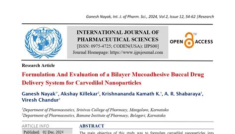 Formulation And Evaluation Of A Bilayer Mucoadhesive Buccal Drug Delivery System For Carvedilol