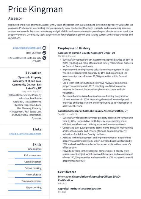 Top 18 Assessor Resume Objective Examples Resumecat