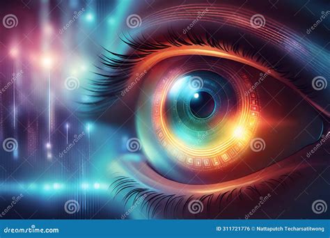 Digital Vision High Technology Concept As An Eye With Binary Code Being Communicated Through The