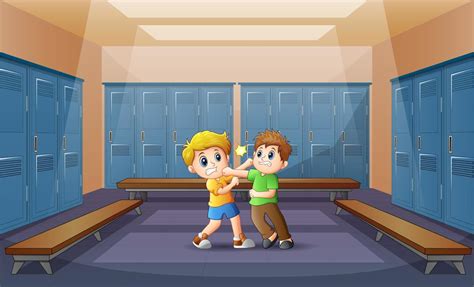 Cartoon Lockers At School