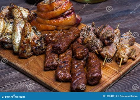 Mixed Grilled Meat Platter Assorted Delicious Grilled Meat Stock Image