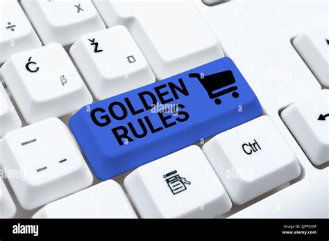 Hand Writing Sign Golden Rules Business Concept Basic Principle That Should Be Followed