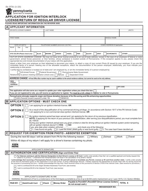 Form Dl 3731 Download Fillable Pdf Or Fill Online Application For