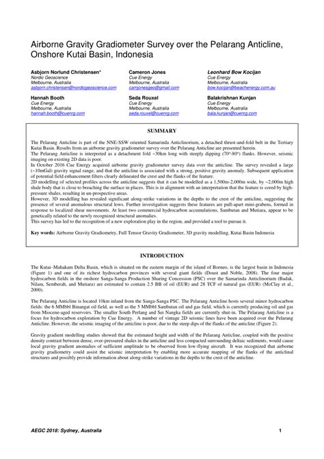 Pdf Airborne Gravity Gradiometer Survey Over The Pelarang Anticline Onshore Kutai Basin