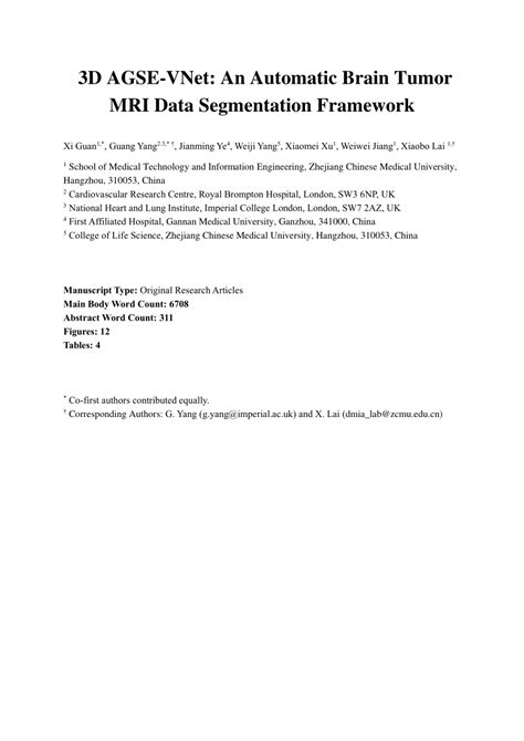 Pdf 3d Agse Vnet An Automatic Brain Tumor Mri Data Segmentation