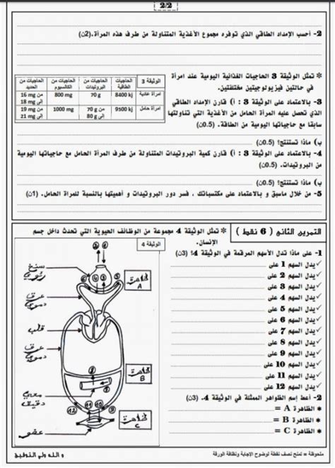 الإمتحان الموحد المحلي علوم الحياة و الأرض للثالثة إعدادي نموذج2 مع التصحيح موقع الأساتذة
