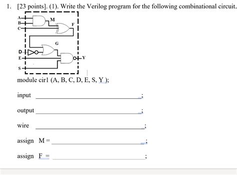 Solved 1 23 Points 1 Write The Verilog Program For